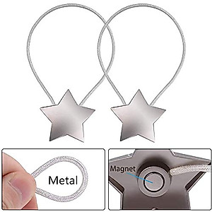 Sorfia Magnetic Curtain Tiebacks Clips Decorative Rope Holdbacks, 2 Pack Star Drapery Tie Backs Weave Holder for Window Draperies Bedroom Home Décor