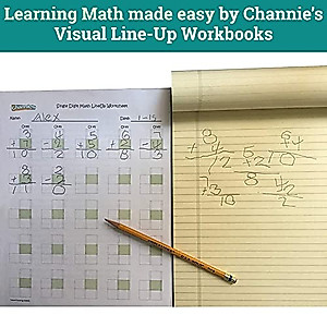 Channie's Math Prek-1ST Grades, 80 Pages Strong Paper, 8.5" x 11" with Hardboard Back Lineup Pad Workbook Math Line-Up