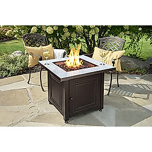 Endless Summer, The Bristol, Square 30" Outdoor Propane Fire Pit, Includes Black Fire Glass, Table Insert, & Protective Cover