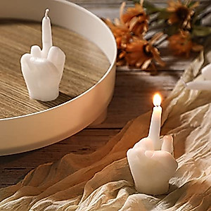 4 Pcs Middle Finger Candle Funky Hand Candles Cool Candles Trendy Aesthetic Candle Cute Hand Gesture Candles for House Office Room Bedroom Bathroom Home Decor Supplies (White)