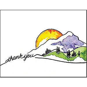 Mountain Sun Thank You Cards - Note Cards Set of 12 Cards and Envelopes