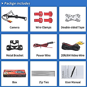 Backup Camera for Car Front & Back Rear View Camera: Night Vision HD 170 Degree Wide View Angle with 8 LEDs, License Plate Backup Camera Waterproof Reverse Camera for Cars/Truck/Camper