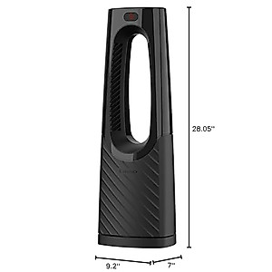 Lasko Oscillating Bladeless Ceramic Tower Space Heater for Home with Enhanced Safety, Adjustable Thermostat, Timer and Remote Control, 38.05 x 9.19 x 7.0, Black, 1500W, CW210