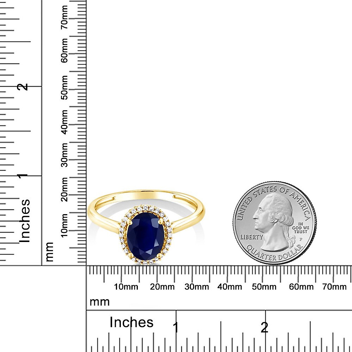 Gem Stone King 10K Yellow Gold 8X6MM Oval Gemstone Birthstone and White Diamond Halo Engagement Ring | Wedding Anniversary Promise Gold Ring For Women | Available In Size 5-10