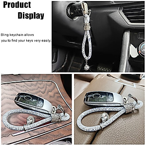 Crystal Car Keychain for Women, Fashion Keychain Accessories With Bling Rhinestones, Universal for Car Key (White)