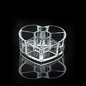 DIFENLUN heart-shaped transparent acrylic skincare organizer, lipstick organizer, multifunctional desktop stationery storage tray for bathroom/medicine cabinet/toilet countertop