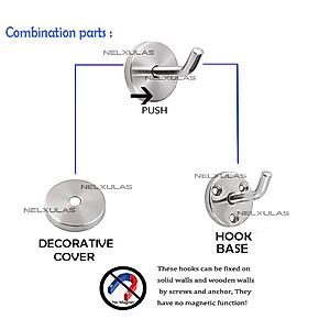 NELXULAS Brushed Stainless Steel Single Heavy Duty Long coat hook robe hanger Wall Mount Hook, Fit for kitchen,Bedroom,Living room, Bathroom,closets and Garage Storage (7-2/3", 2 PCS)