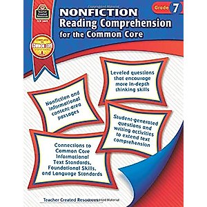 Teacher Created Resources Nonfiction Reading Comprehension for the Common Core Book, Grade 7