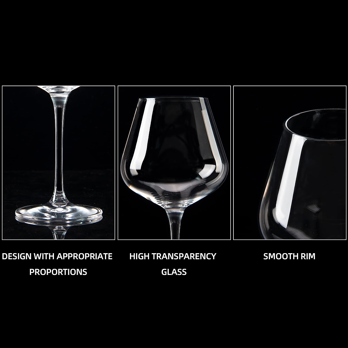 FAWLES Red Wine Glasses, Set of 6 Burgundy Wine Glasses, 17 oz Crystal Wine Glasses, Wedding Housewarming Gift