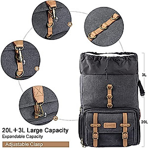 Endurax Canvas Camera Backpack Bag for Photographers DSLR Backpacks fit up to 15.6 Laptop Rain Cover Included