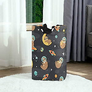 Qilmy Sloth Laundry Basket Collapsible Large Clothes Hamper Nursery Storage Bin with Handle for Bedroom, Bathroom, Dorm, Kids Room