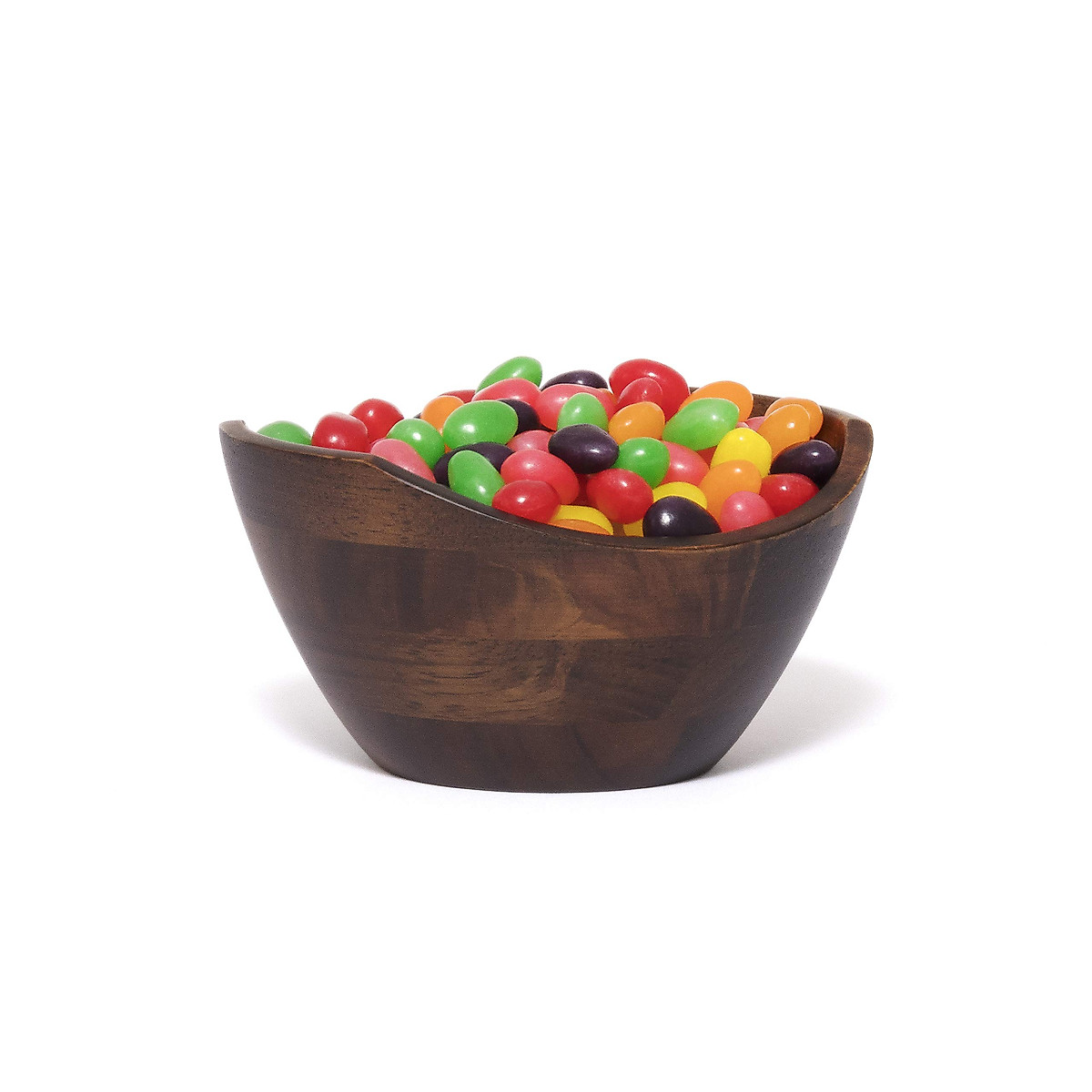 Lipper International Set of 4 Walnut Finish Small Wavy Rim Bowls