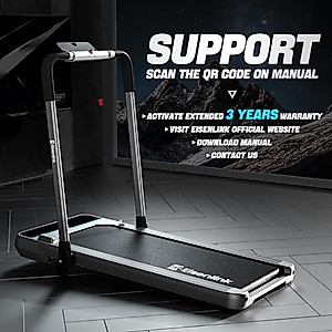 Eisenlink 2 in 1 Foldable Treadmill Under Desk for Home with Manual Incline, APP Control Portable Treadmill Quiet for Small Space Workstation 300 lbs Weight Capacity, Installation-Free 3.0 MPH