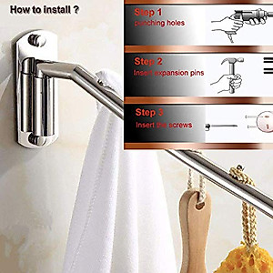 MulYeeh Folding Wall Mounted Clothes Hanger Rack Coat Hanger Stainless Steel Clothes Hook with Swing Arm for Bedroom Bathroom