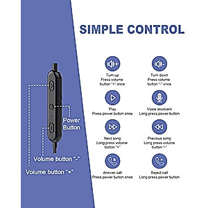 MUBIAO Bluetooth Headphones Neckband 20Hrs Playtime V5.0 Wireless Headset Sport Noise Cancelling Earbuds w/Mic for Gym Running Compatible with iPhone Samsung Android