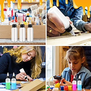 Gandeer 96 Pieces 2 oz Clear Dispensing Bottles Plastic Bottles with Twist Caps Twist Top Bottles Boston Round Bottles for Liquids Oils Inks Crafts Condiments(2 oz, 4.76 x 1.38 Inch)