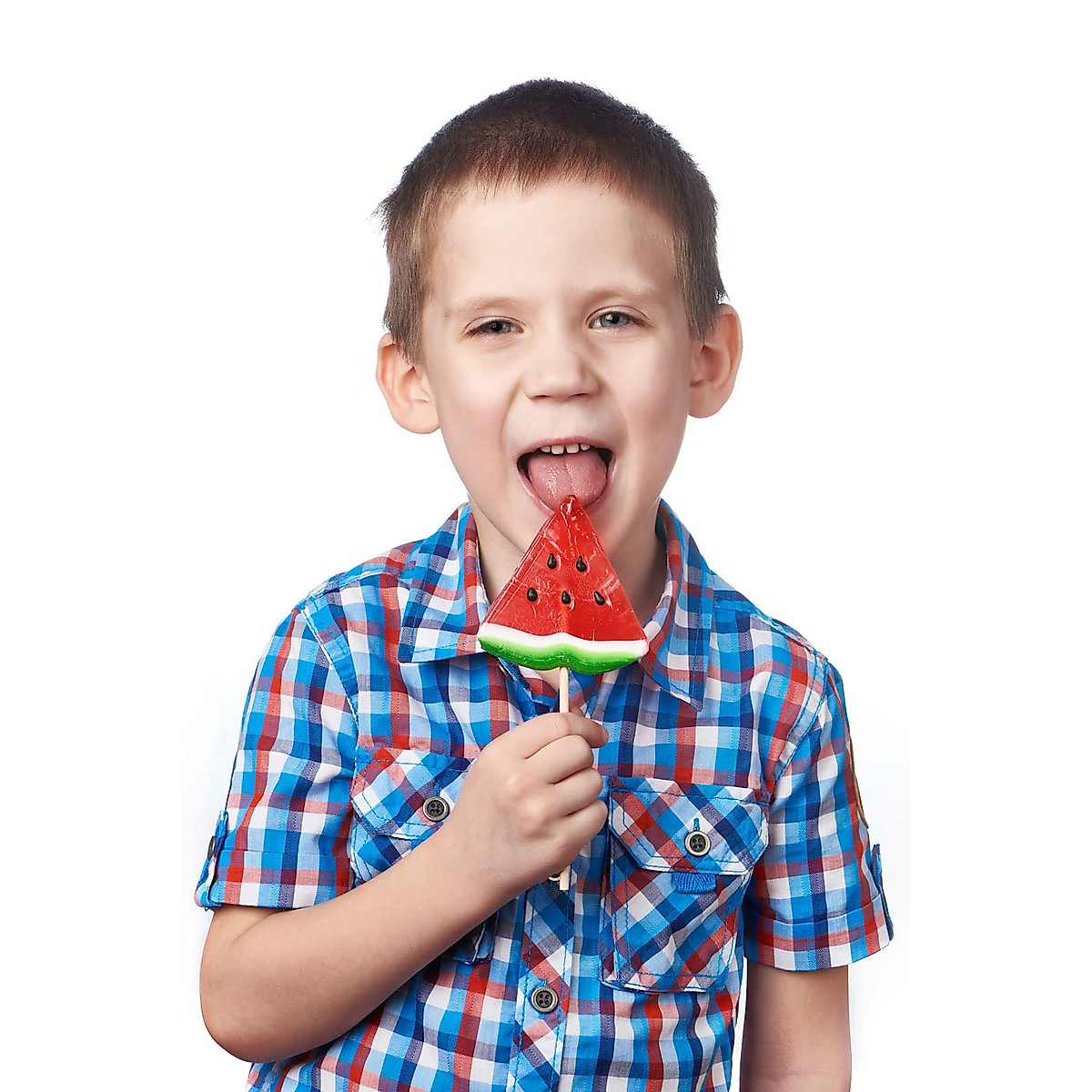 Watermelon Candy Lollipops - 12 Suckers Individually Wrapped - Summer Party Favors - Pool Party Treats - BBQ - Goodie Bags for Kids Birthday Party - Wedding Party Candy Buffet - Hand Decorated Pops