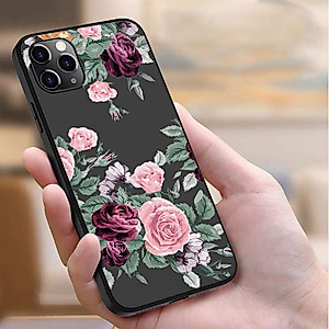 Ikiiqii Cover for Gigaset GS5 Pro (6.30") case Shell Soft Silicone TPU Black Phone Protective Cases + 9H Hardness HD Tempered Glass Screen Protector Film Protection -Pink, red Rose
