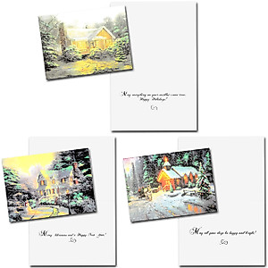 72 Christmas Greeting Cards Collection with Envelopes for Winter Xmas Season, holiday present Giving, Xmas Gifts Cards, Snowy Town Greeting Cards