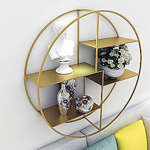 Wall-Mounted Floating Shelf, Living Room Antique Wrought Iron Multi-Layer Bookshelf Bedroom Decorative Wall Frame Flower Stand - Gold Wall Decor