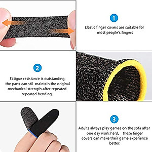 HEALLILY 5 Pairs Mobile Game Finger Cots Touchscreen Controller Finger Sleeve Breathable Anti- Sweat Thumb Finger Sleeve Thin Gaming Finger Gloves
