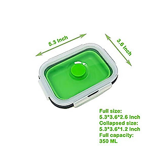 Set of 4 Collapsible Silicone Food Storage Container, Leftover Meal box For Kitchen, Bento Lunch Boxes, BPA Free, Microwave, Dishwasher and Freezer Safe. Foldable Design Saves Your Space.