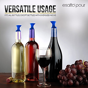 Esatto Pour and Seal, Pourer with Lid – Easy Pouring for Drinks like Spirits and Liquors, Lid for Healthy Practices Keeping Debris and Fruit Flies Away, Professional Bar Tool, Pack of 12 Pieces (Blue)