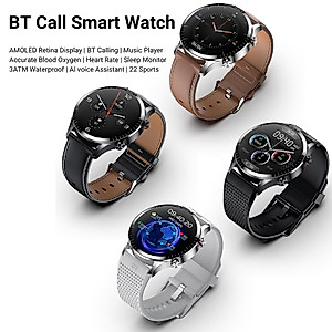 HOAIYO Smart Watches for Men Women (Call Receive/Dial), AMOLED Smartwatch with Heart Rate SpO2 Sleep Calories Counter, Waterproof Fitness Watch for Android iOS Phones (23Black, 1.5")