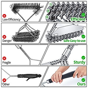 Grill Brush for Outdoor Grill, 2023 for Family Men & Father. 3 in 1 Grill Cleaner Brushes with Scraper Bristle Free, Grill Accessories 18" Stainless Steel Wire BBQ Brush.