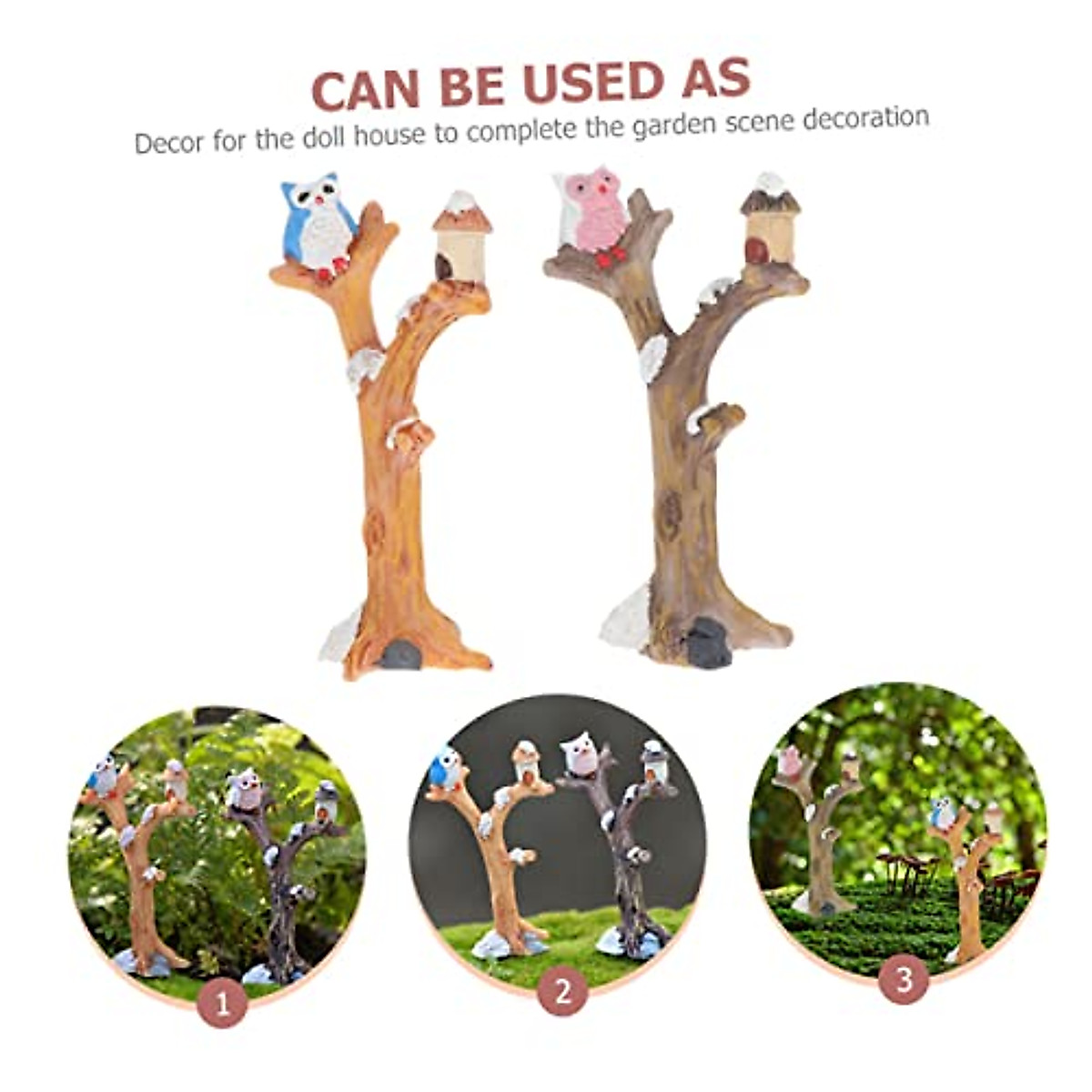 HANABASS 8 pcs Crafts Plant Simulations Bonsai Gardening Figurines Decors Doll Decoration Cartoon Tree Figurine Branch Animals Bird Pots House Decorations Ornaments Potted Mini for