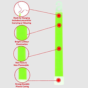 MediTac Green Glow Stick - Bright 6" Snap Sticks with 12 Hour Duration (24 Pack)