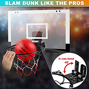 TREYWELL Indoor Basketball Hoop Boys Gifts for Teens and Adults Door Room Basketball Hoop Mini Hoop with Electronic Scoreboard, 3 Balls and Batteries Basketball Toys for 8 9 10 11 12