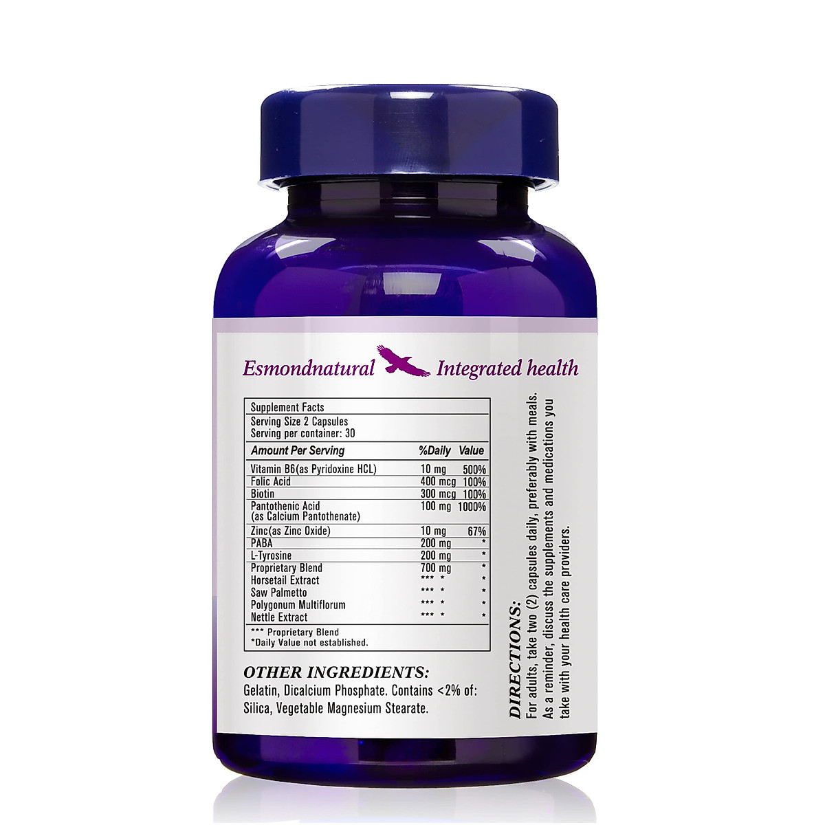 Esmond Natural: Anti Gray Hair Capsule (Supports in decreasing Gray Hair. Stimulates Healthy Hair Growth), GMP, Natural Product Assn Certified, Made in USA - 60 Capsules