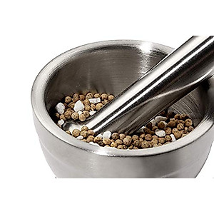 Mortar and Pestle, Sopito 18/8 Stainless Steel Spice Grinder Pill Crusher with Lid for Crushing Grinding Ergonomic Design with Anti Slip Base and Comfy Grip