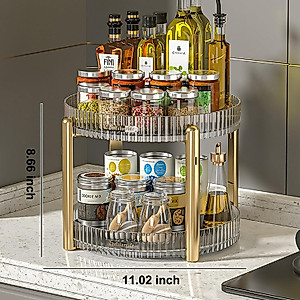 YTCYKJ Two Tier Lazy Susan, 360° Rotating Spice Rack, Spice Organizer for Cabinet, Counter Storage Rack Turntable with Non-Slip Base for Kitchen, Pantry, Cabinet,Cupboard, Cosmetics