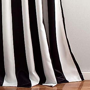 Lush Decor Wilbur Room Darkening Striped Window Panel Curtains Set (Pair), 84 in L, Black