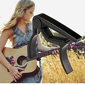 Capo,Guitar Capo,with 5 Pack Guitar Picks,Guitar Capos,for Acoustic Guitar,Electric Guitar,Bass,Ukulele (Black)