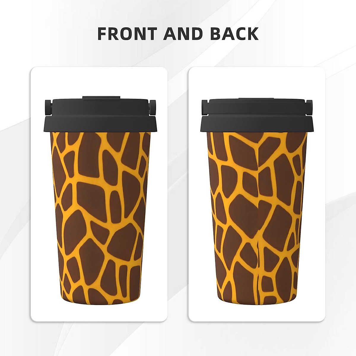 Insulated Coffee Mug Giraffe Print 17oz Double Wall Vacuum Stainless Steel Tumbler With Leak-Proof Lid And Handle, Cute Travel Thermos Mug For Cold Hot Drinks