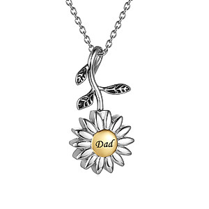 Gisunye Sunflower Cremation Jewelry for Ashes for women Keepsake Stainless Steel Memorial Pendant Cremation Urn Necklace for Human Ashes (SF-Dad)