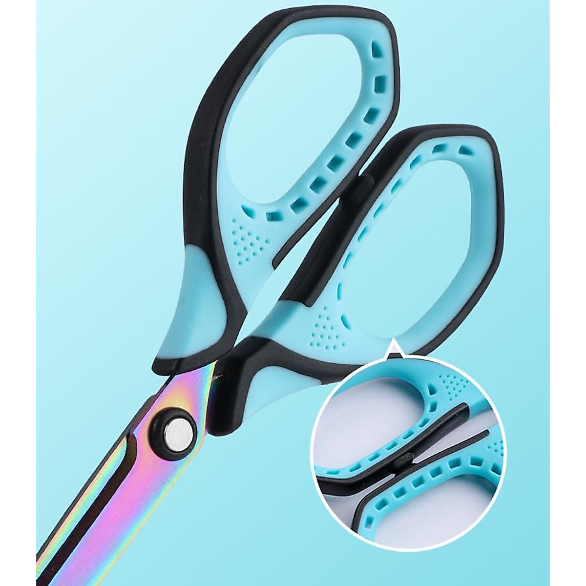 Colorful Titanium Non-Stick Scissors with Cover/Cap, All Purpose Fabric Sewing Scissors Office Craft Scissors SoftGrip Sharp Shears Cutter for Home School Supplies (Blue & Rainbow)