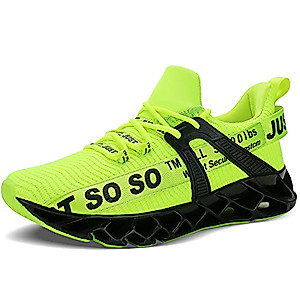 COKAFIL Mens Running Shoes Athletic Walking Blade Tennis Shoes Fashion Sneakers,Green,7.5