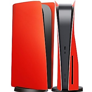 Replacement Shell Skin for PS5 Console, arVin Face Plates Cover Case for PS5, ABS Hard Shockproof Anti-Scratch Dustproof Protective Skins Faceplates Accessories for PlayStation 5 Disc Edition –Red