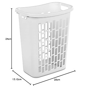 Sterilite Rectangular Open Laundry Hamper, Tall and Slim Plastic Hamper with Handles for Carrying Clothes to and from the Laundry Room, White, 6-Pack