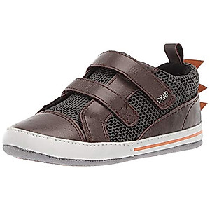 RO + ME by Robeez Baby Boy Crib Shoes Boys Infant Athletic Sneaker, Dinosaur Brown, 18-24 Months