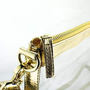 Capri Designs Small Clear Crossbody Bag, Transparent Stadium Approved Purse for Women - Gold