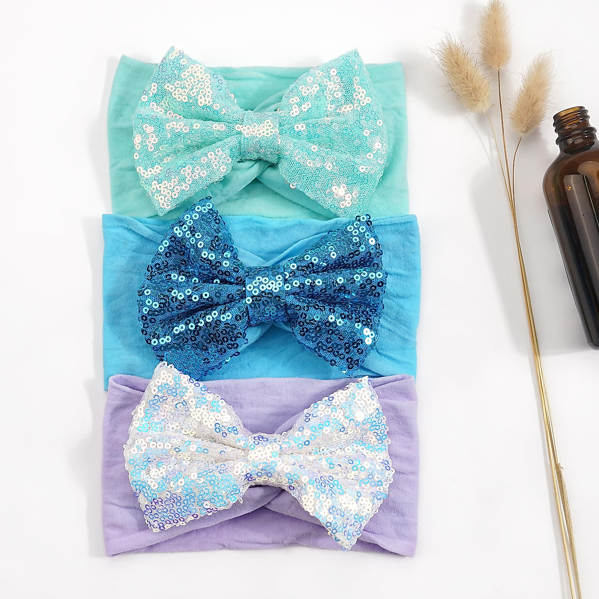 CÉLLOT Baby Girls Headbands Glitter Fesival 5 Inch Hair Bows Headbands for Newborn Infant Toddler Photographic Set of 15