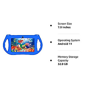 RliyOliy Kids Tablet, 7 inch Android 12 Tablet for Kids, 3GB RAM 32GB ROM Toddler Tablet with Bluetooth, WiFi, GMS, Parental Control, Dual Camera, Educational, Games(Sapphire Blue)