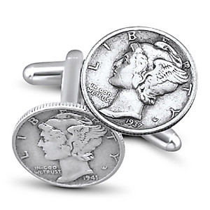 The Fun Company Coin Jewelry-Authentic Handmade Mercury Dime Cuff Links