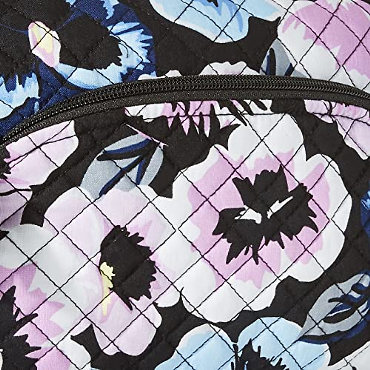 Vera Bradley Women's Cotton Large Cosmetic Makeup Organizer Bag, Plum Pansies - Recycled Cotton, One Size