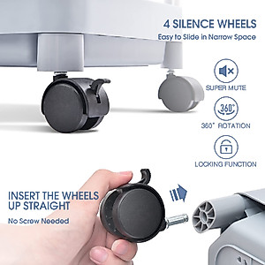 KINGRACK 3 Tier Utility Rolling Cart, Serving Rolling Cart with Control Handle, Mobile Utility Storage Cart for Bathroom Kitchen Laundry Room Office,Grey